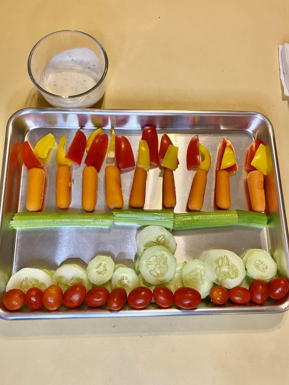 Hanukkah Craft: Veggie Menorah Tray - The Mama Maven Blog